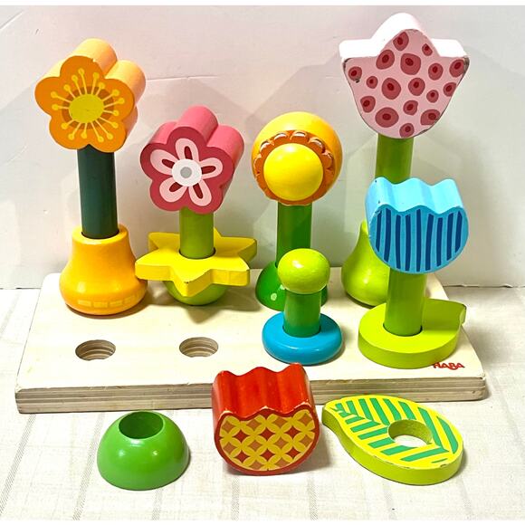 Haba | Toys | Haba Flower Garden Wooden Sorting And Stacking Building ...